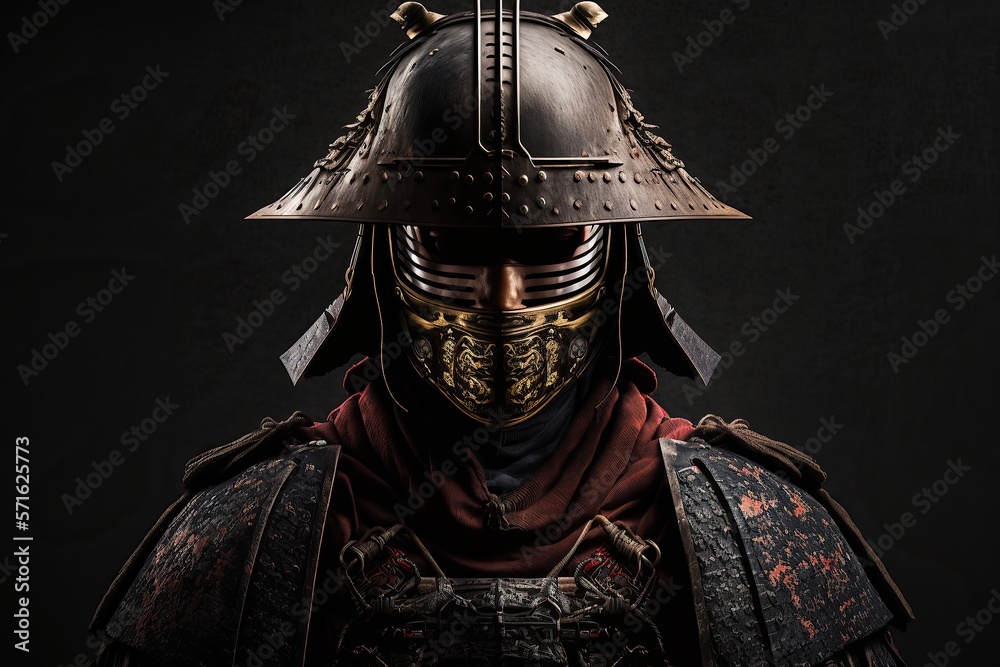 samurai fighter in Japanese armor and a Hidden face , holding a sword ...