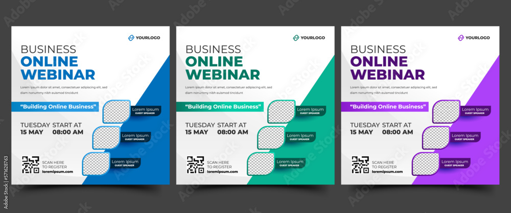 Business webinar social media post template design collection Stock ...