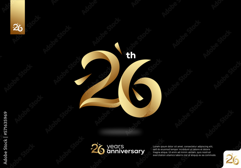 Number 26 gold logo icon design, 26th birthday logo number, 26th ...