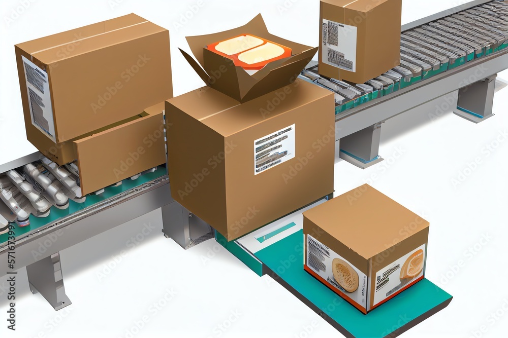 supervisory oversight of automation Food product boxes are moved on ...