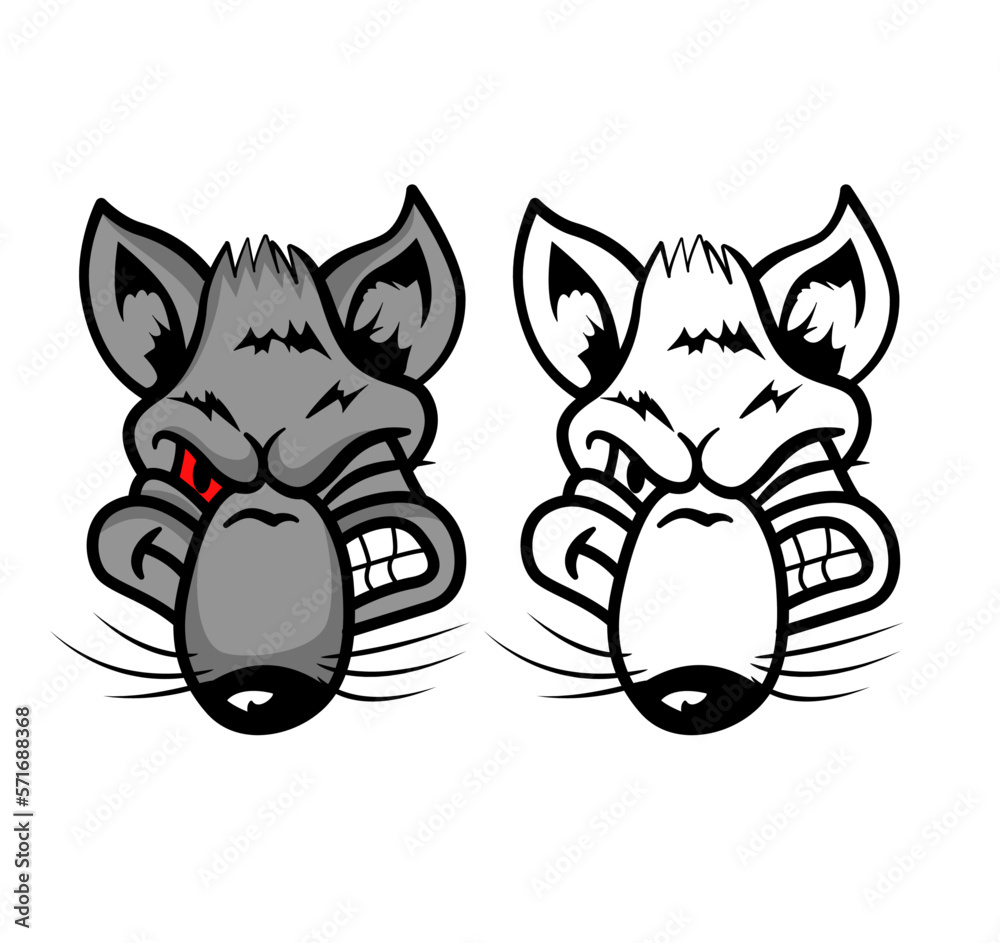 Angry Rat Winks , Blink Vector Illustration Colored ,black and white ...