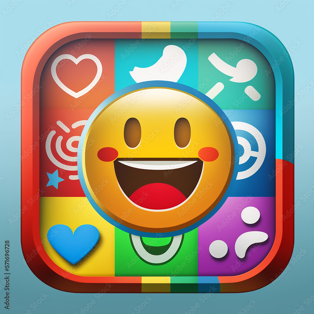 Стокова ілюстрація icon for happy apps. Social media interaction ...
