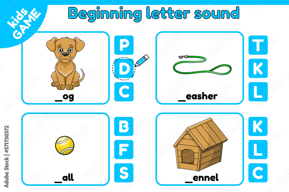 Educational game for kids. Cards matching educational game of beginning ...