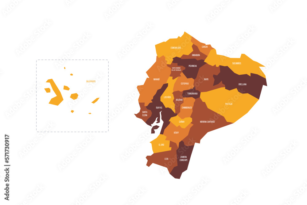 Ecuador political map of administrative divisions - provinces. Flat ...