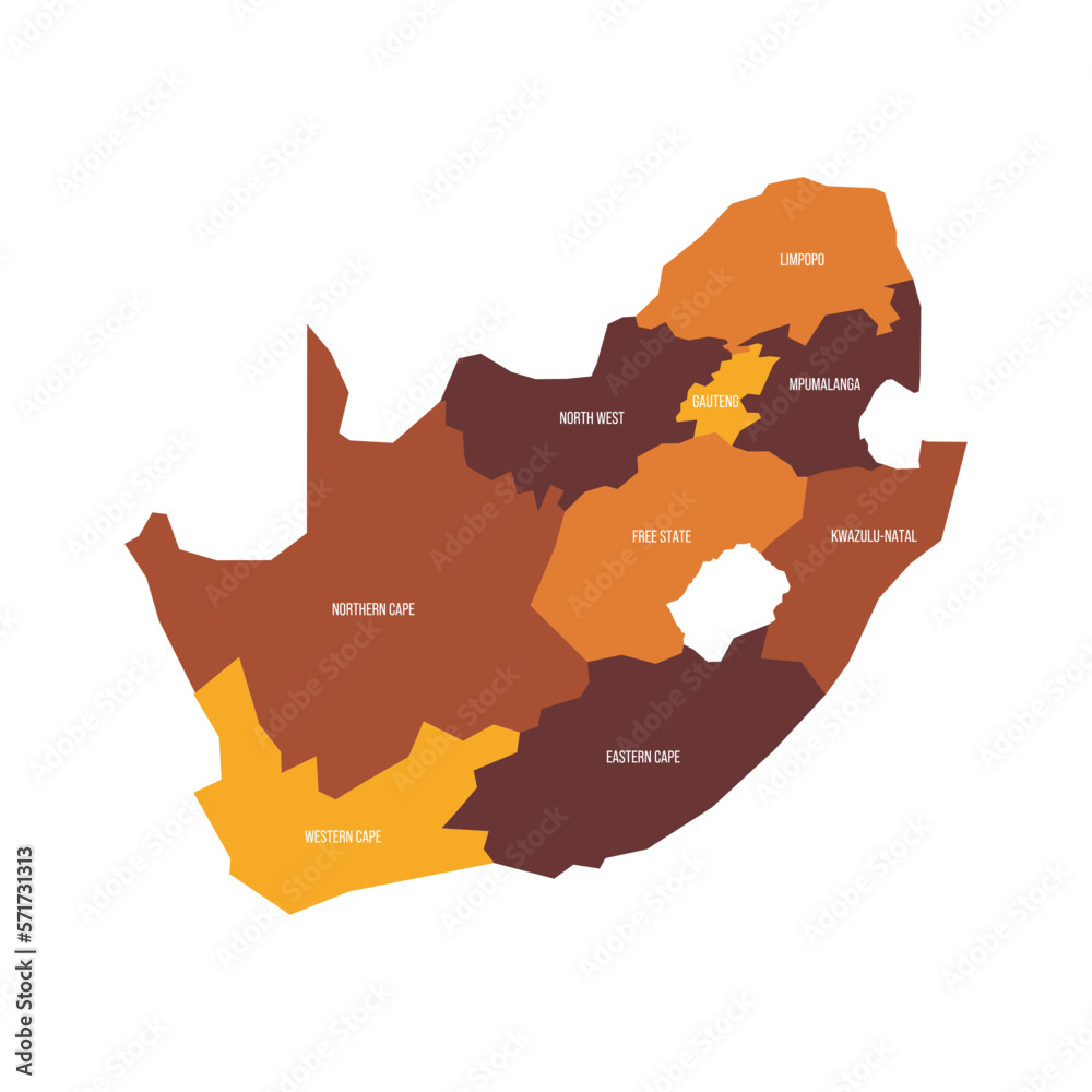 South Africa political map of administrative divisions - provinces ...