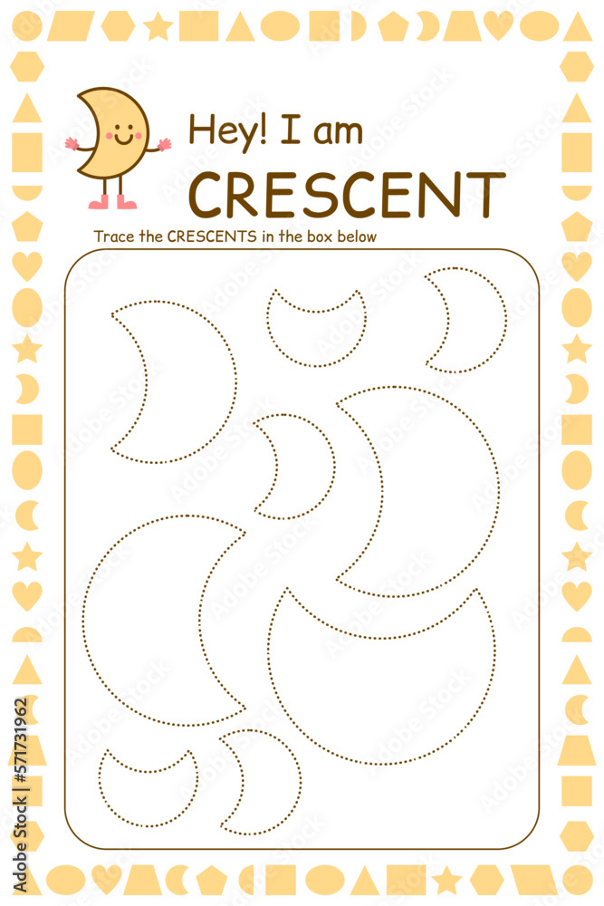 Tasks for kids. Shapes learning. Early education. Tracing worksheet for ...