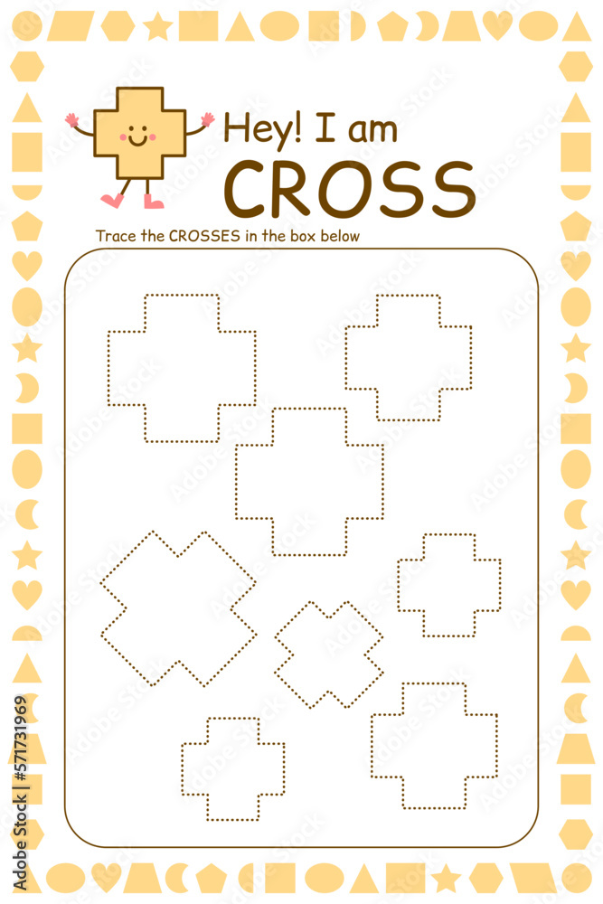 Tasks for kids. Shapes learning. Early education. Tracing worksheet for ...