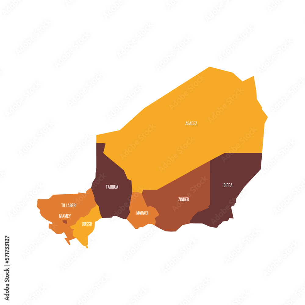Stock-Vektorgrafik „Niger political map of administrative divisions ...