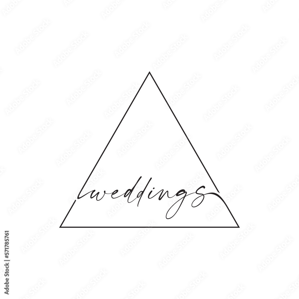triangle wedding text logo design vector isolated on white background ...