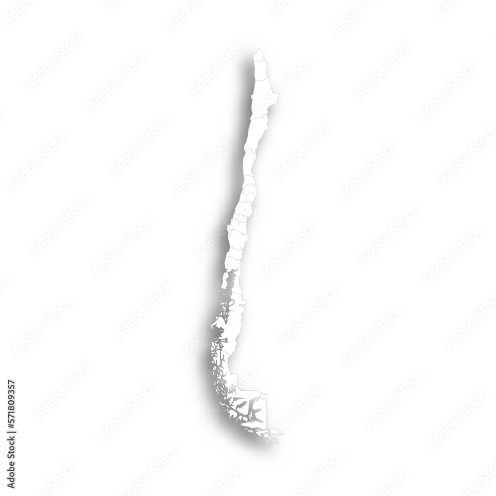 Chile political map of administrative divisions - regions. Flat white ...