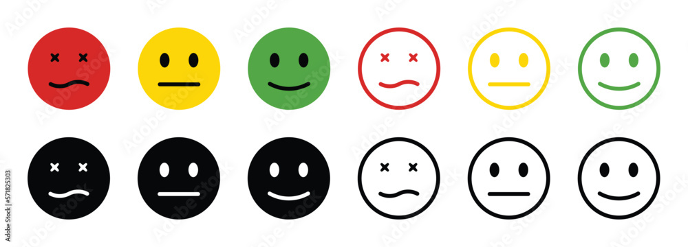 Emoticons emoji faces collection. Emoji icons for rate.Vector ...