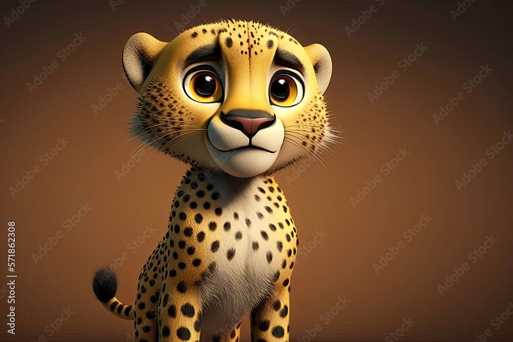 Cute cartoon of cheetah character, portrait. Generative AI Stock ...