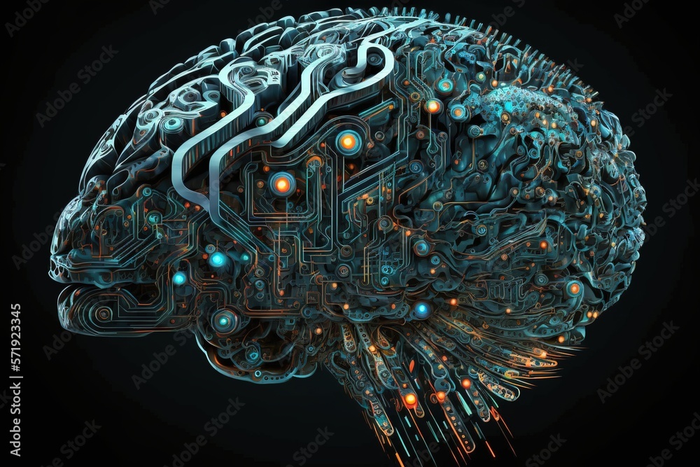 AI generation, artificial intelligence brain and special patterns Stock ...