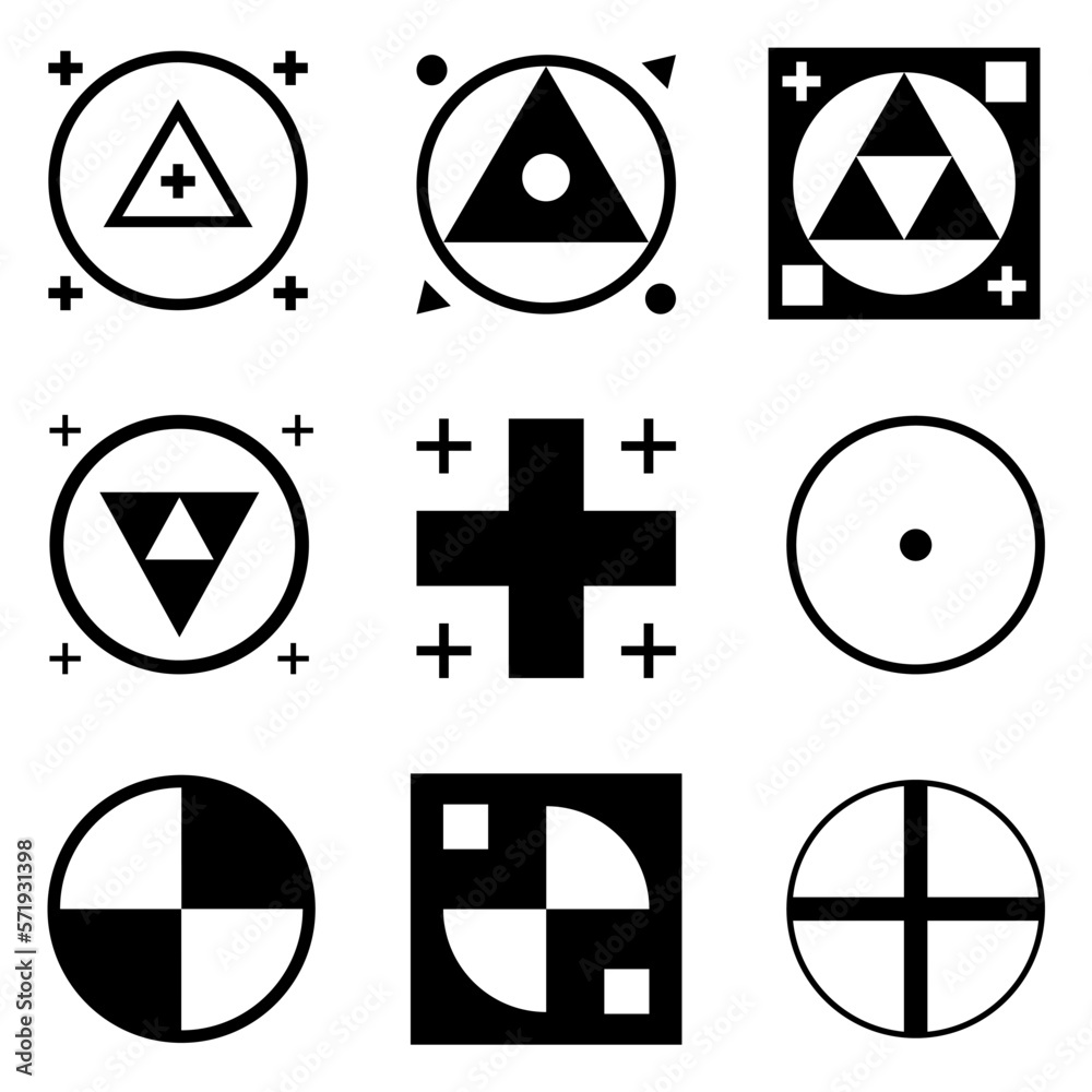 Vfx motion marker set. Video footage replacement tracking markers ...