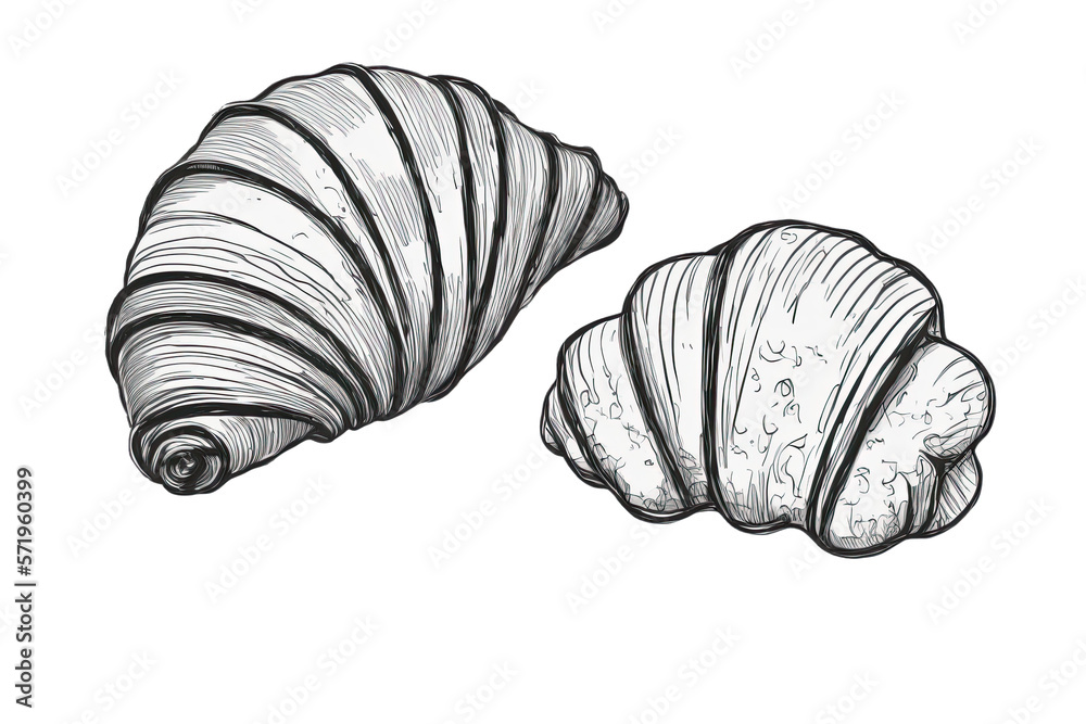 Croissant isolated on transparent background. Hand drawn isolated ...