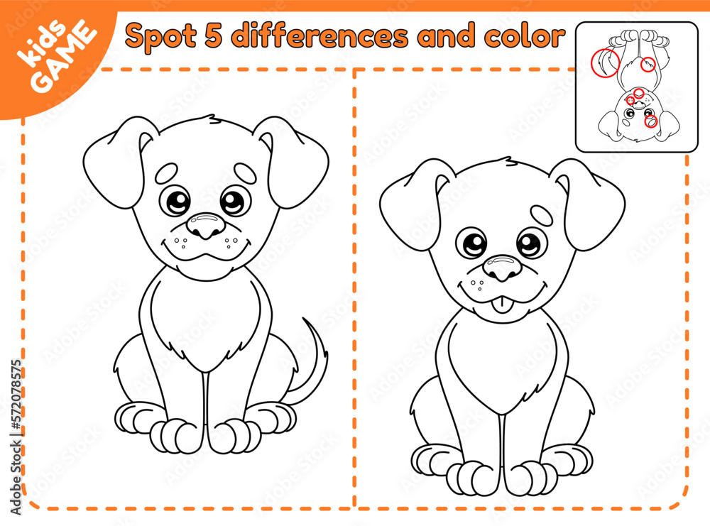 Spot 5 differences and color it. Finding the difference game for kids ...