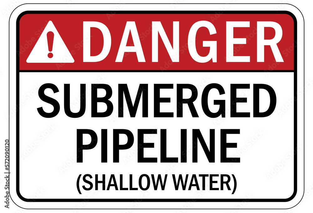 Pipeline sign and labels submerged pipeline Stock Vector | Adobe Stock