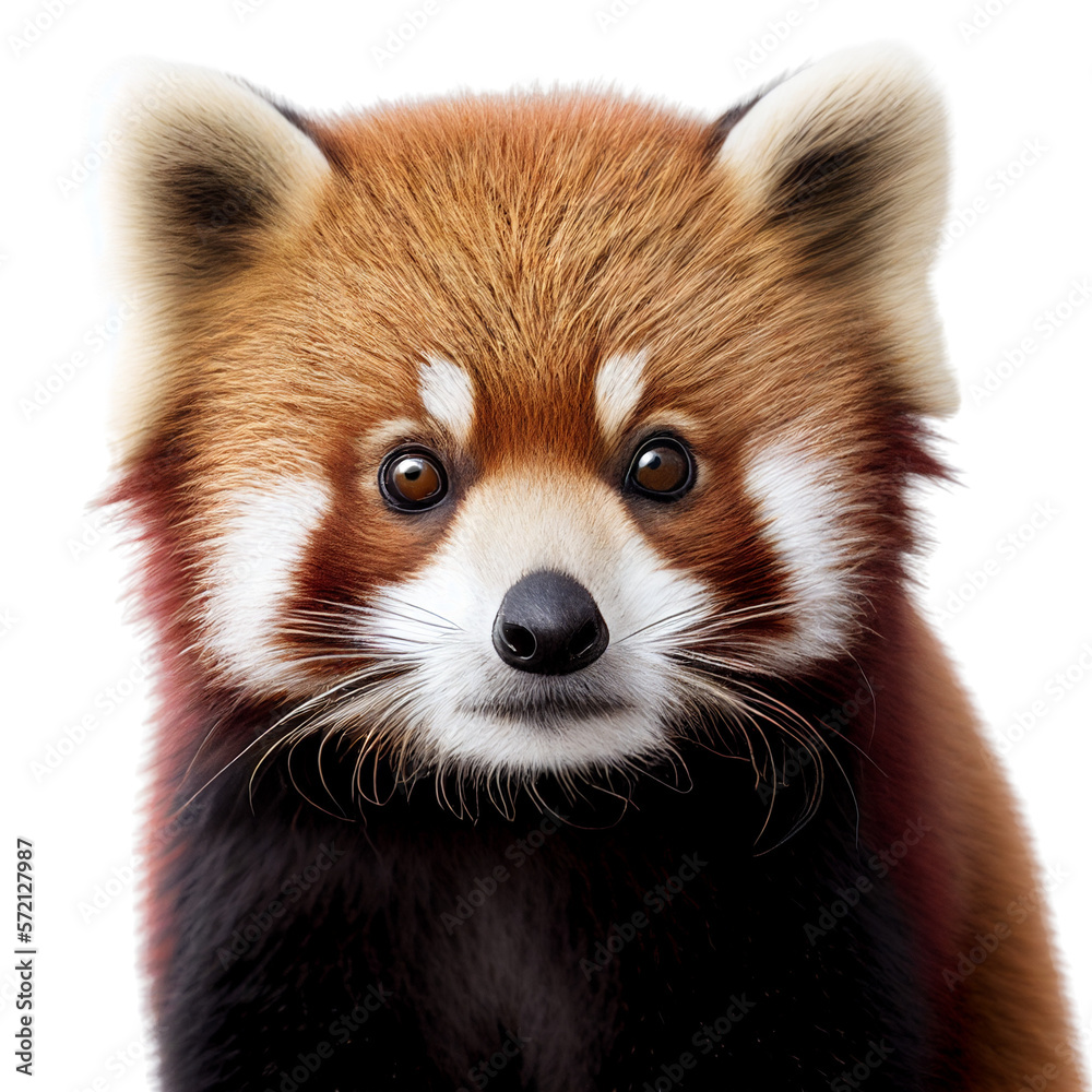 red panda face shot isolated on transparent background cutout Stock ...