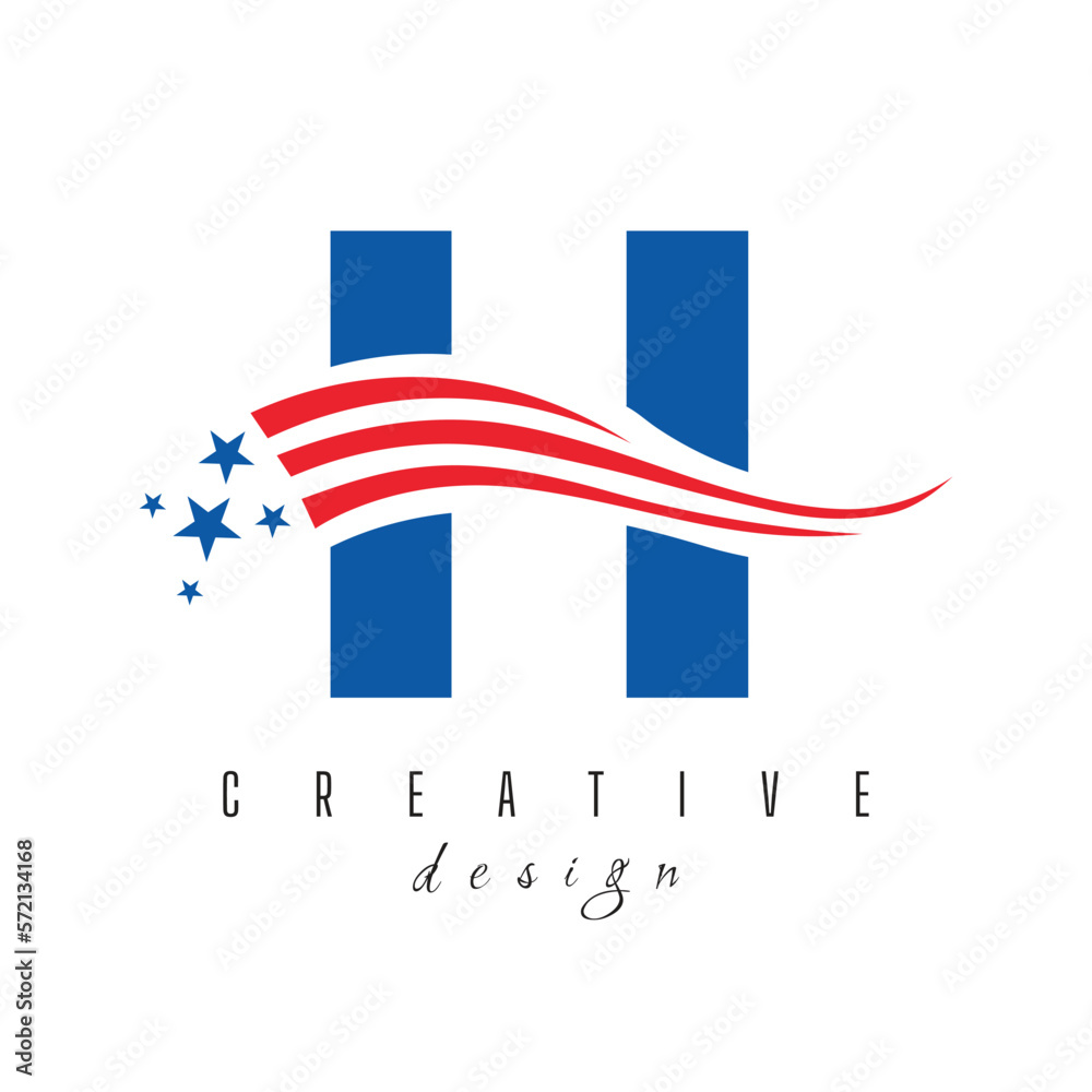 Letter H American Logo for Business, Corporate and Company Sign. USA ...
