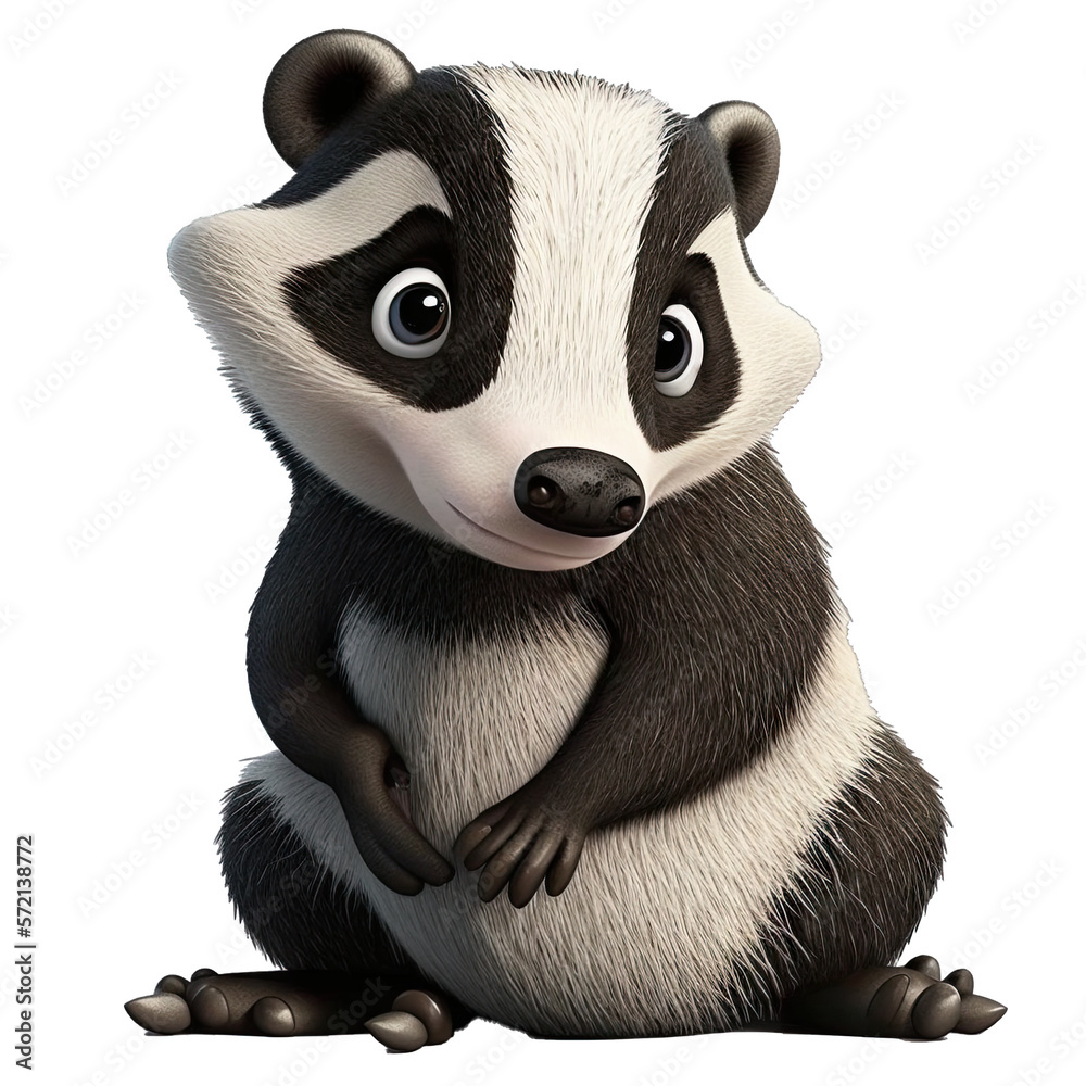 Cute Animation Cartoon Character Animal Badger Design Elements Isolated ...