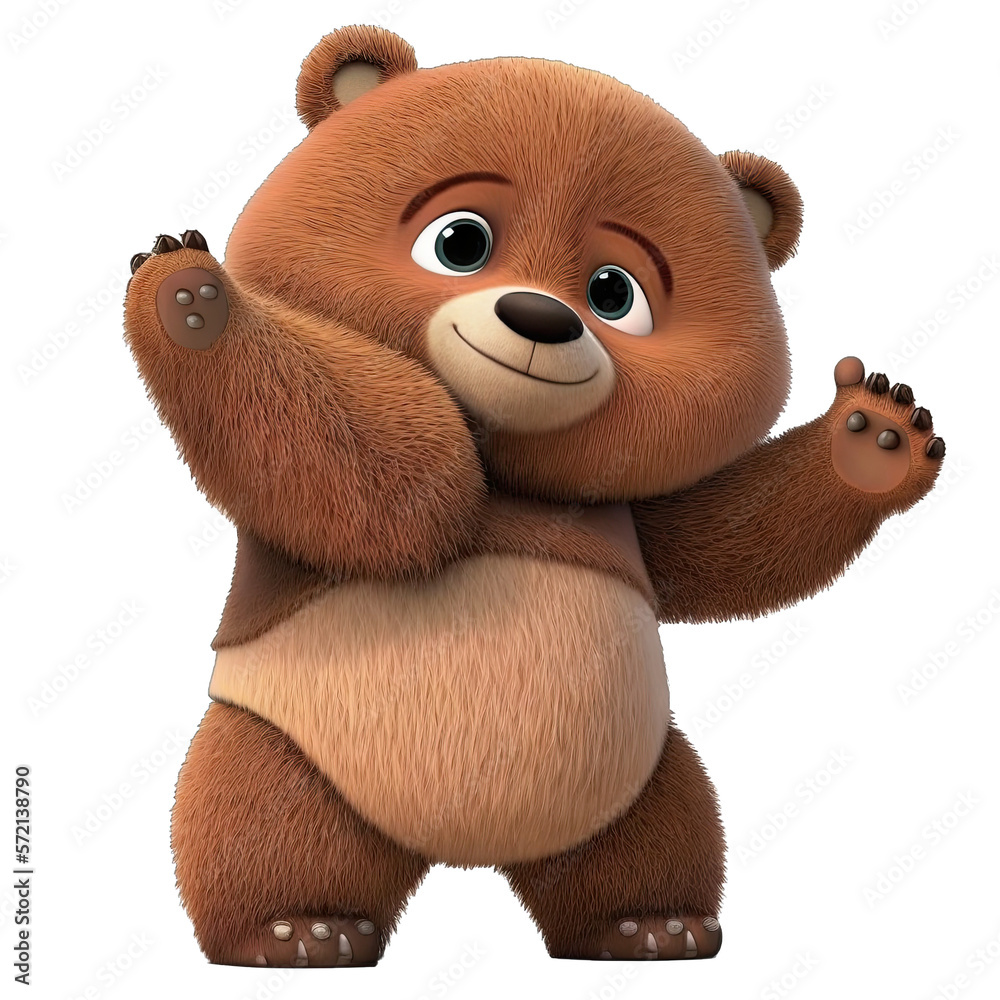 Cute Animation Cartoon Character Animal Bear Design Elements Isolated ...