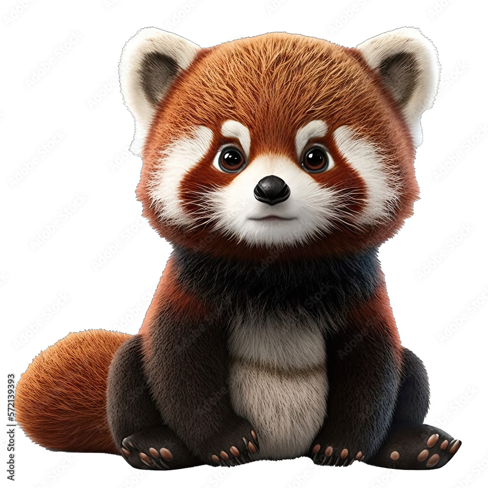 Cute Animation Cartoon Character Animal Red Panda Design Elements ...