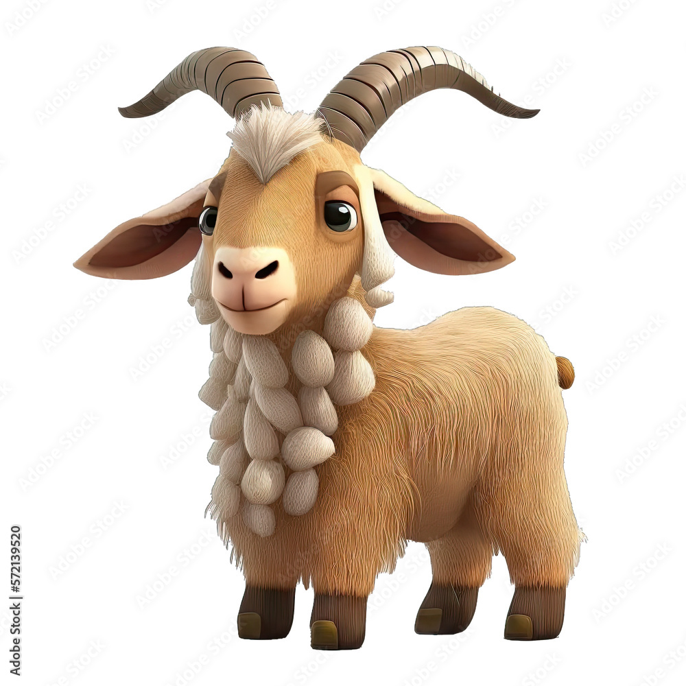 Cute Animation Cartoon Character Animal Alpine Goat Design Elements ...