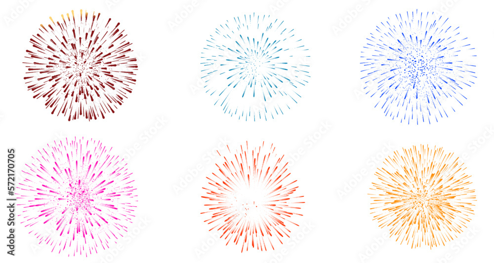 Fireworks elements animation set on transparent background . Abstract ...
