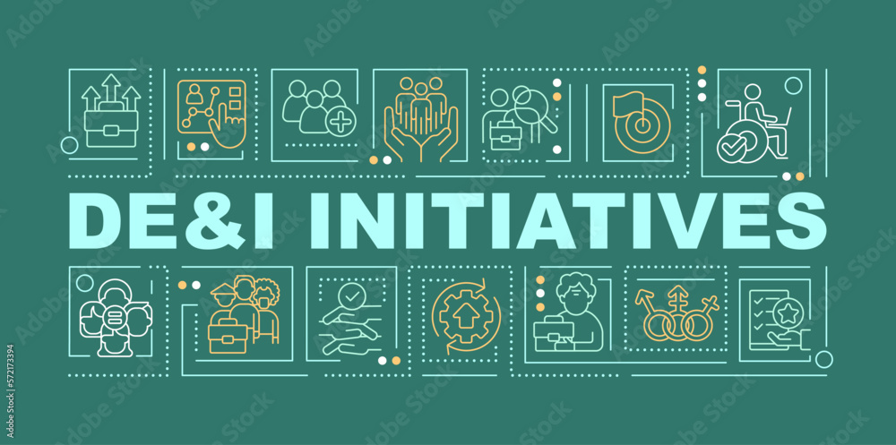 DEI initiatives word concepts pine green banner. Corporate culture ...