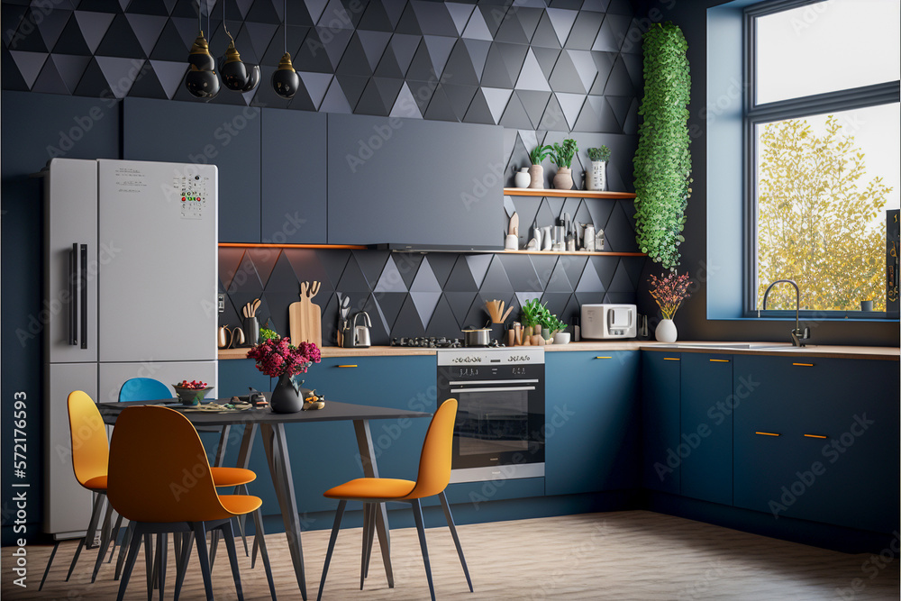 Super photo realistic kitchen interior design, generative ai background ...