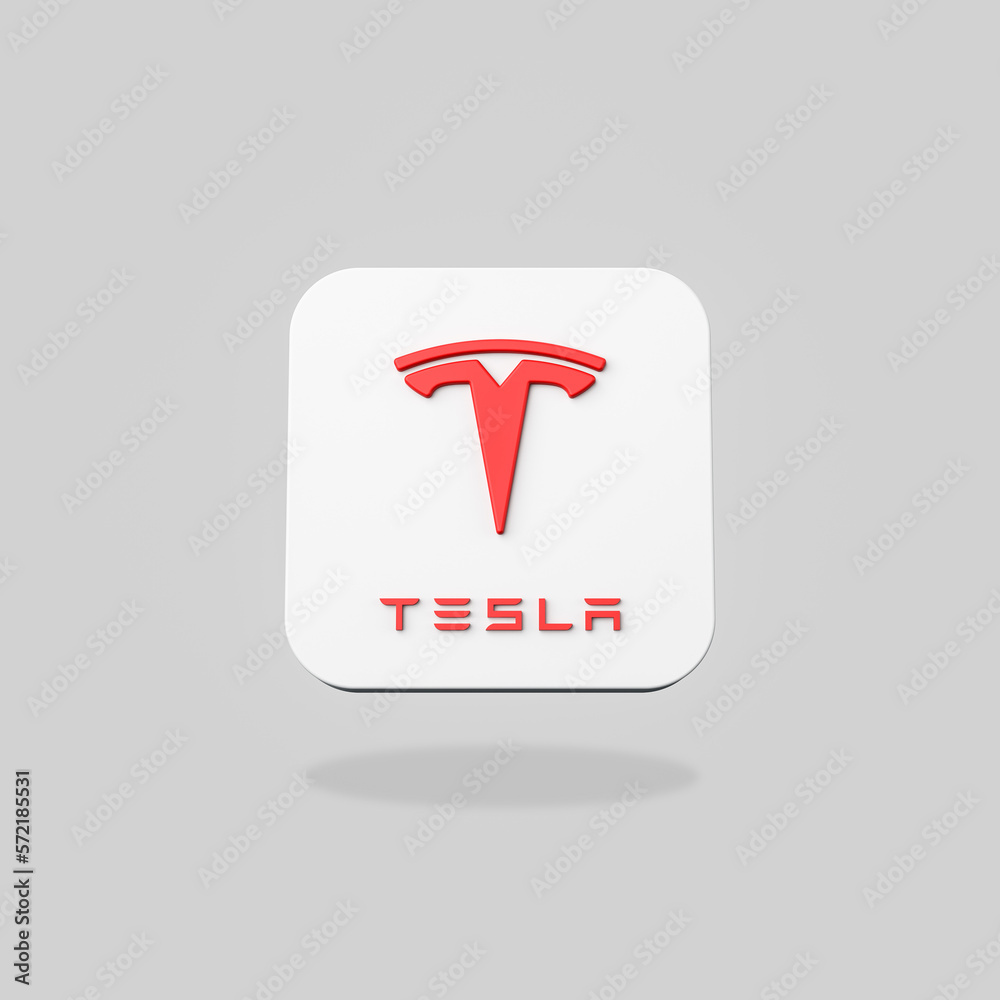 Ilustração Tesla App Icon on Flat Gray Background do Stock | Adobe Stock