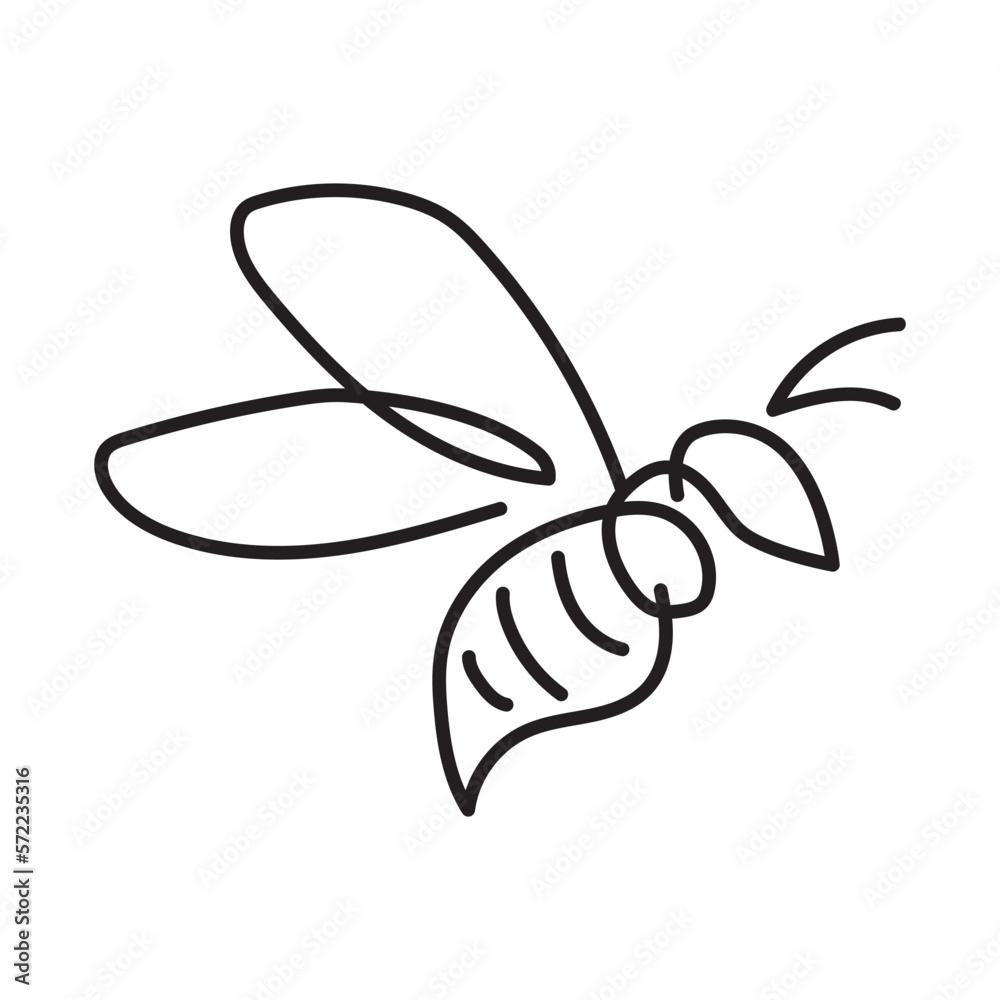 Bee line art clipart, Linear of doodle bees Vector illustration ...