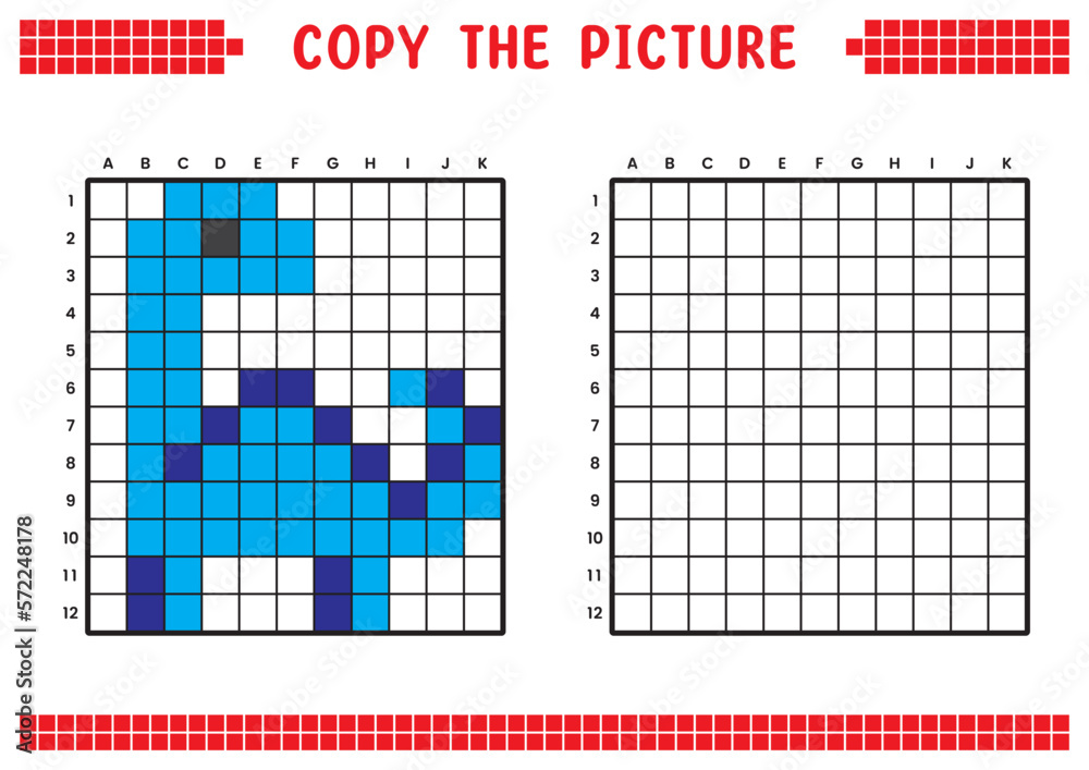 Copy the picture, complete the grid image. Educational worksheets ...