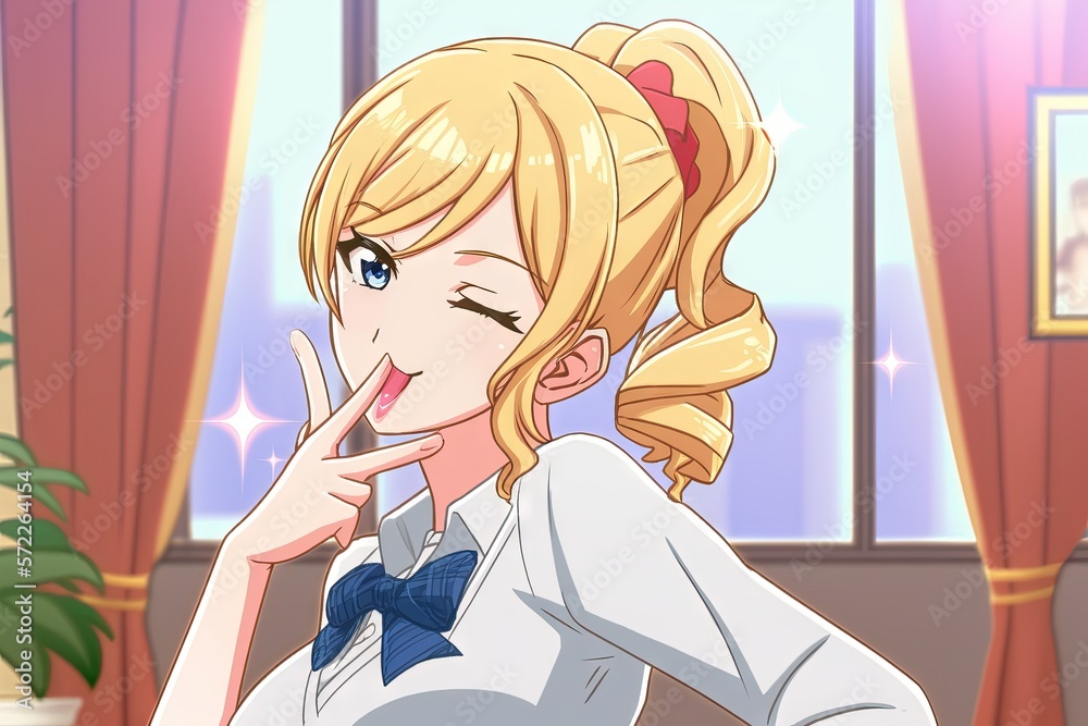 Pretty anime masseuse girl in massage parlor looking at you and sending ...