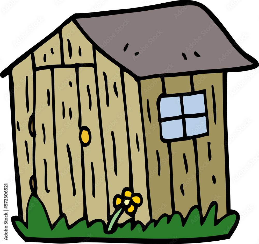 cartoon doodle wooden shed Stock Illustration | Adobe Stock