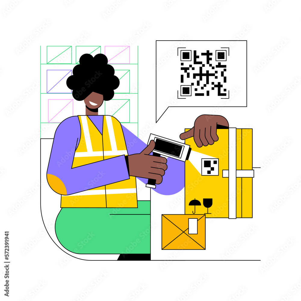 Barcode reader isolated cartoon vector illustrations. Smart warehouse ...
