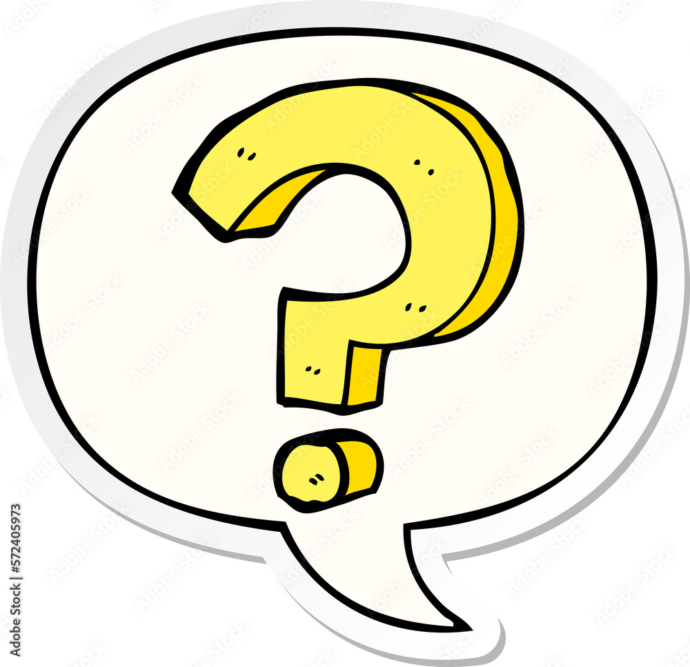 cartoon question mark and speech bubble sticker Stock Photo | Adobe Stock