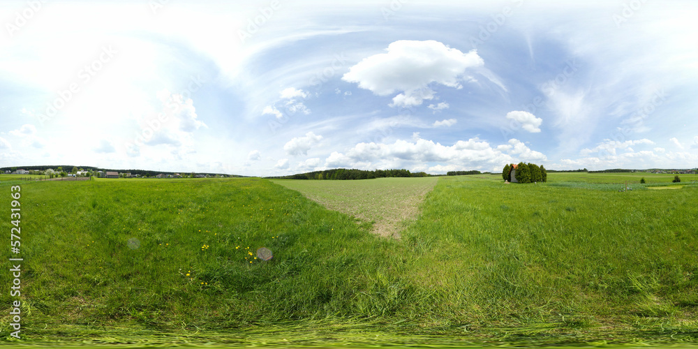 Rural area green grass HDRI Panorama Stock Photo | Adobe Stock