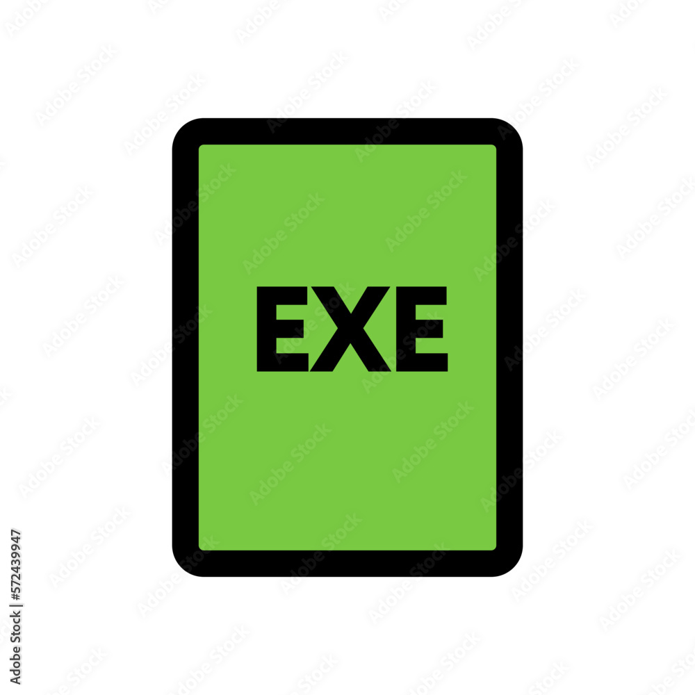 EXE file icon line isolated on white background. Black flat thin icon ...