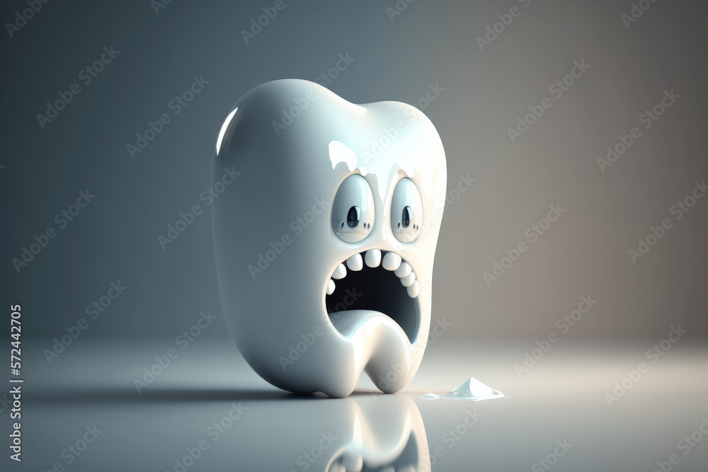 Ilustración de Stock Cartoon caries tooth expressing horror created ...
