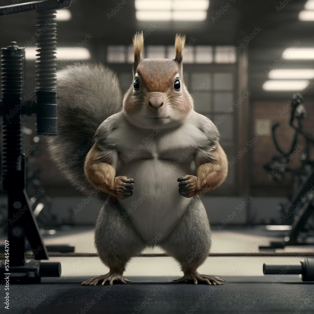 A buff Squirrel at the Gym, an Squirrel working out, Generative Ai ...