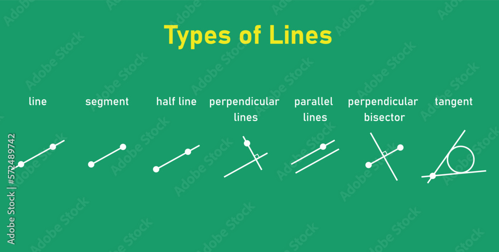 Types of lines. Line,segment, half line, perpendicular lines, parallel ...