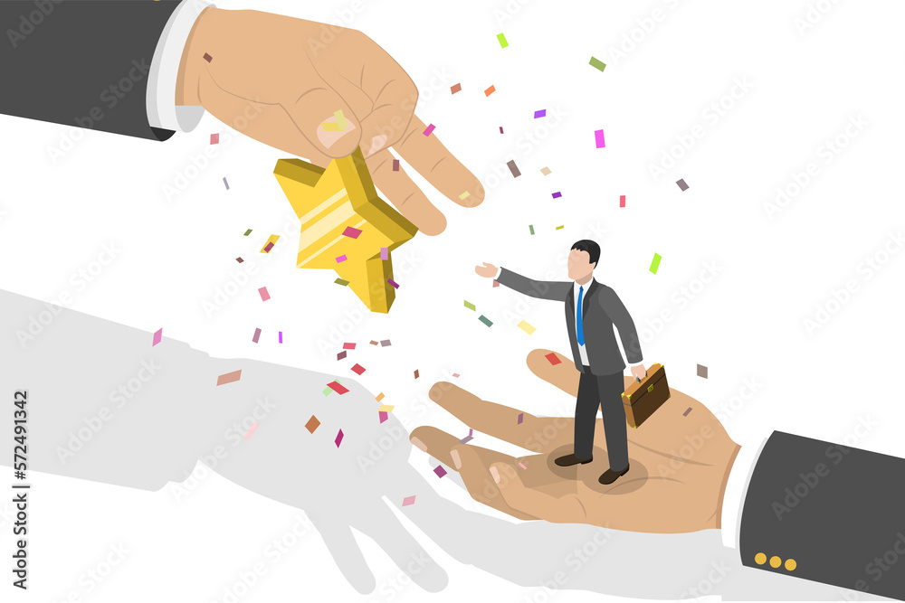 3D Isometric Flat Conceptual Illustration of Employee Recognition And ...