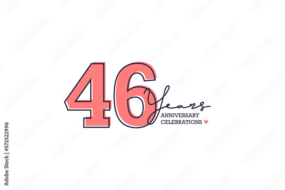 46 year anniversary. Anniversary template design concept with golden ...