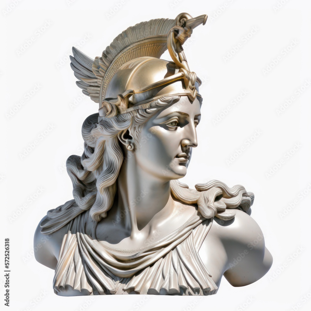Sculpture of Athena Greek mythological goddess of battle strategy, and ...