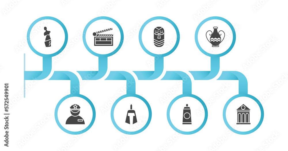 editable filled icons with infographic template. infographic for museum ...