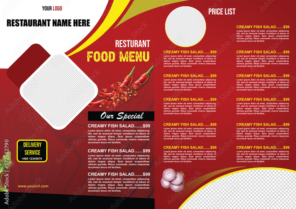 Restaurant bifold brochure food menu template design Stock Vector ...