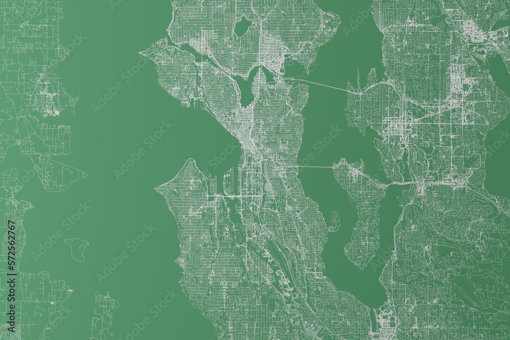 Stylized map of the streets of Seattle (Washington, USA) made with ...