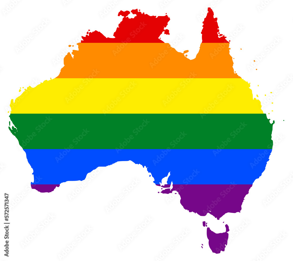 Illustration Stock LGBT flag map of the Australia. PNG rainbow map of ...