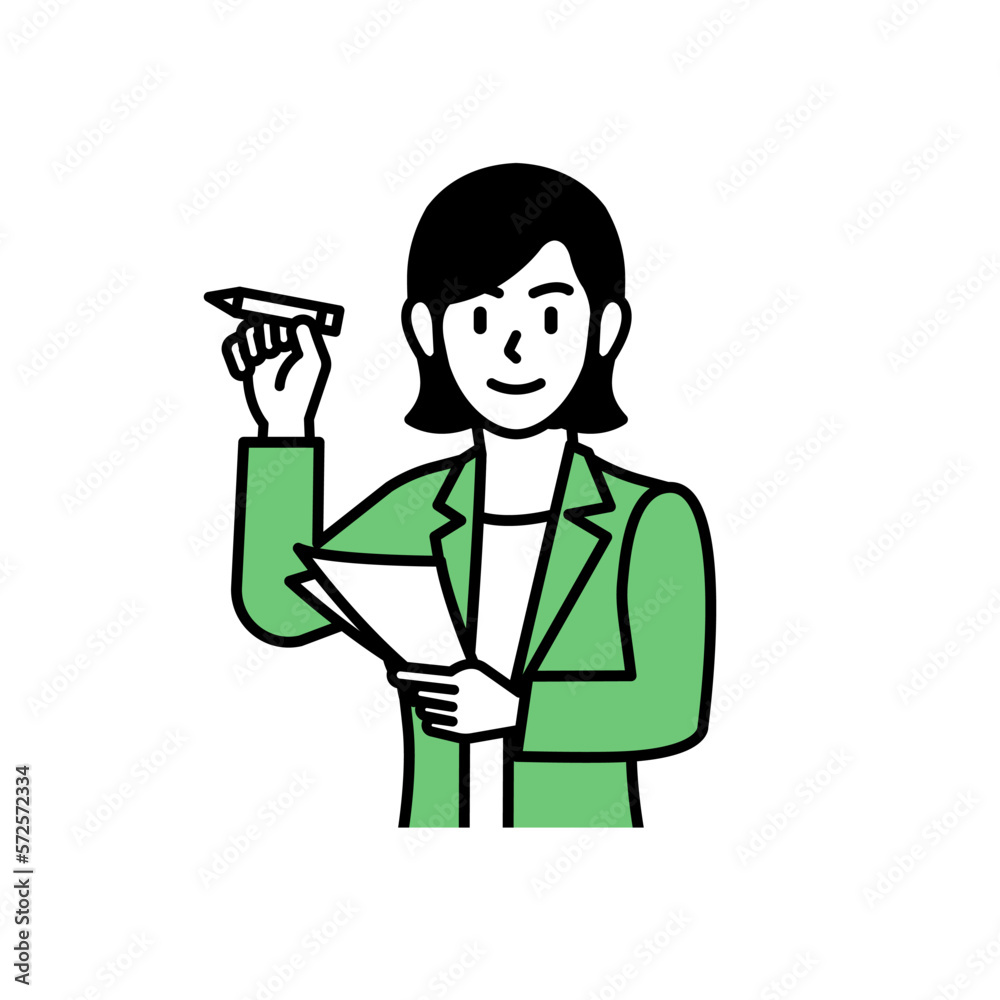 Cartoon Illustration of Teacher Giving a Lecture or Business Woman ...